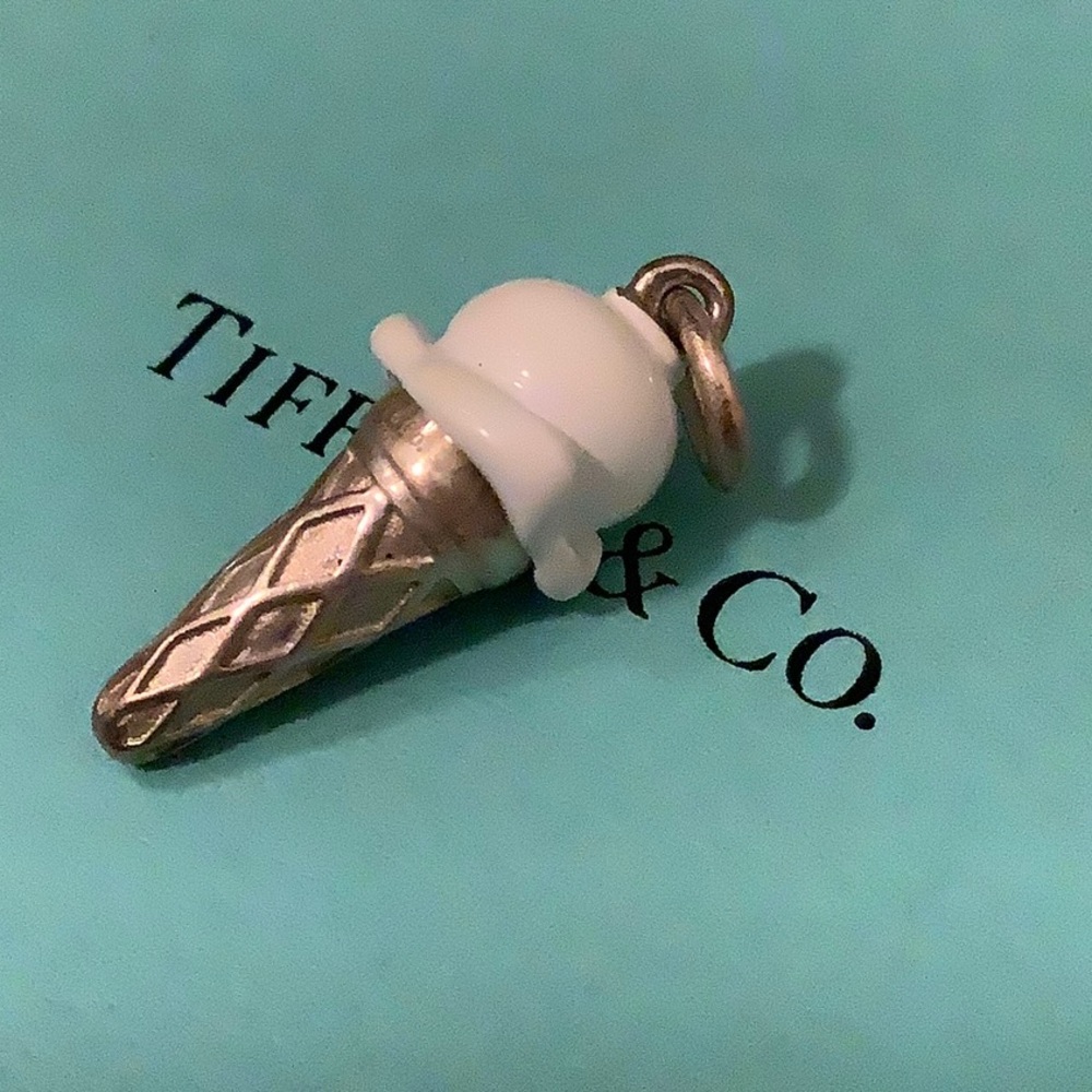 Tiffany Sterling Silver/White Ice Cream Cone Charm - Gem